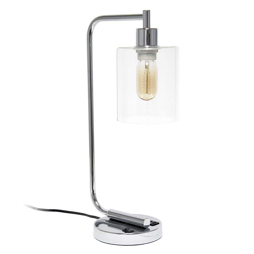 Lalia Home 18.8 in. Chrome Modern Iron Desk Lamp with USB Port and ...