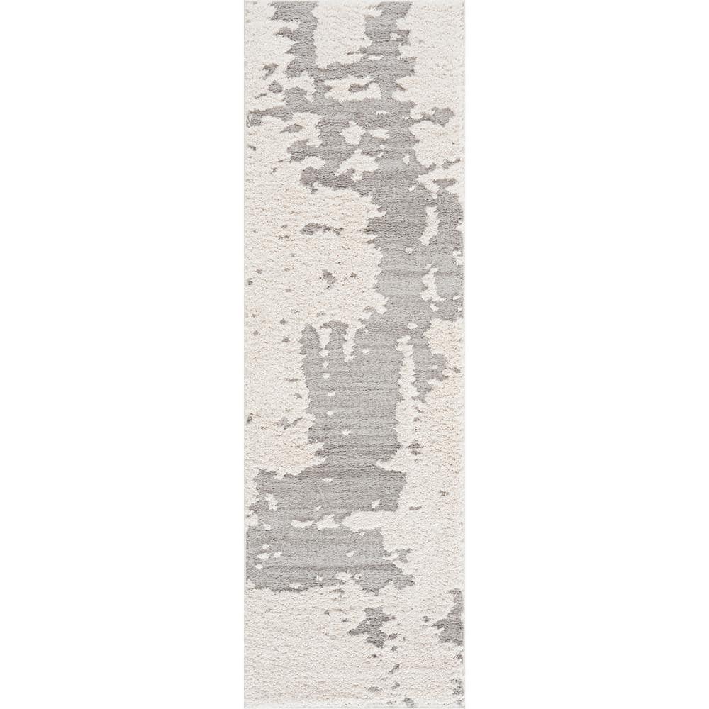Tayse Rugs Artisan Shag Ivory 2 ft. x 8 ft. Abstract Indoor Runner Rug ...