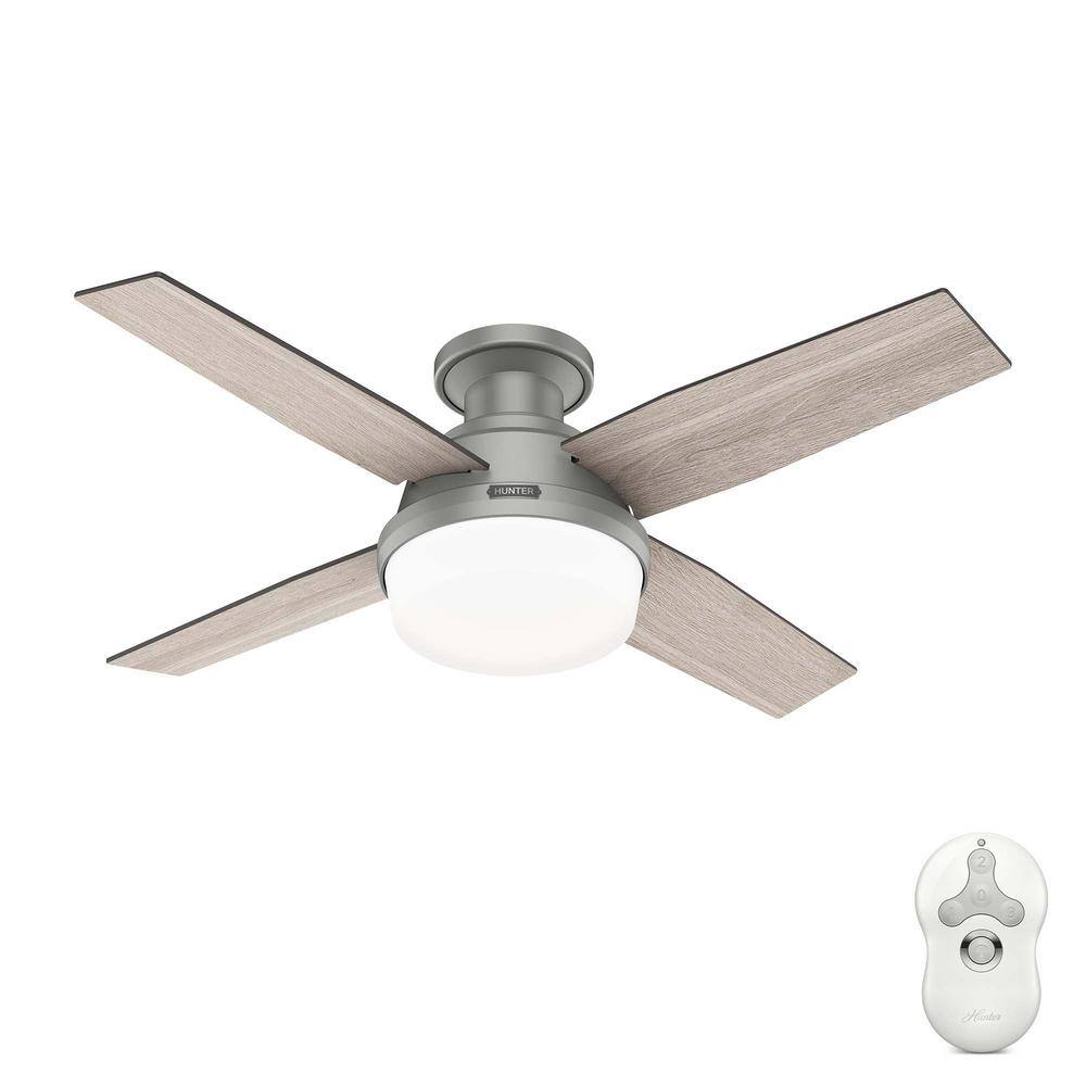 Hunter Dempsey 44 in. Indoor Matte Silver Ceiling Fan with Light Kit ...