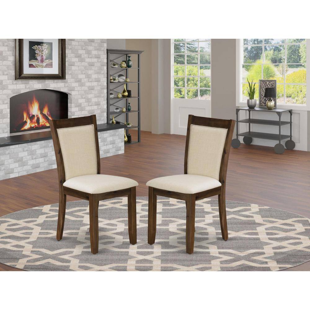 East West Furniture Antique Walnut, Parson Chairs - Light Beige Linen ...
