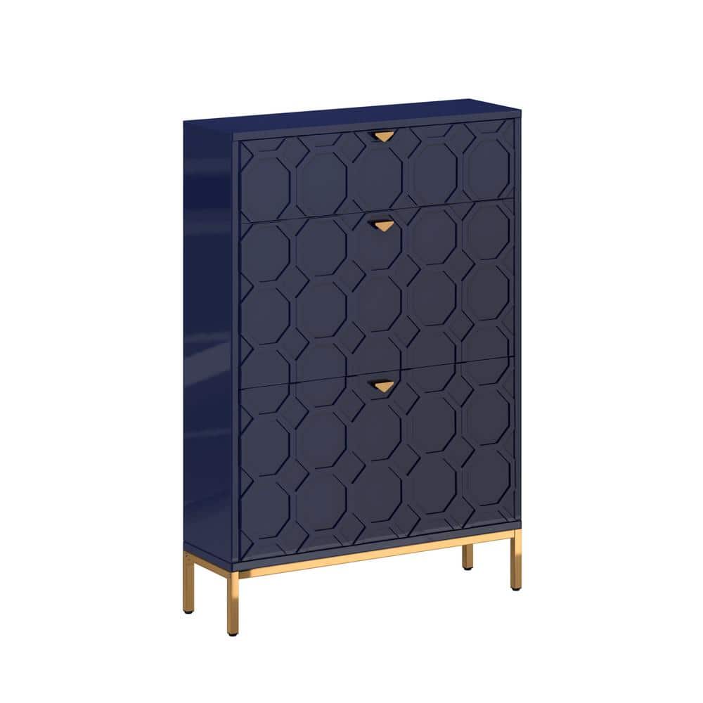 Boyel Living 46.6 in. H x 31.5 in. W. Blue MDF Shoe Storage Cabinet 24 ...