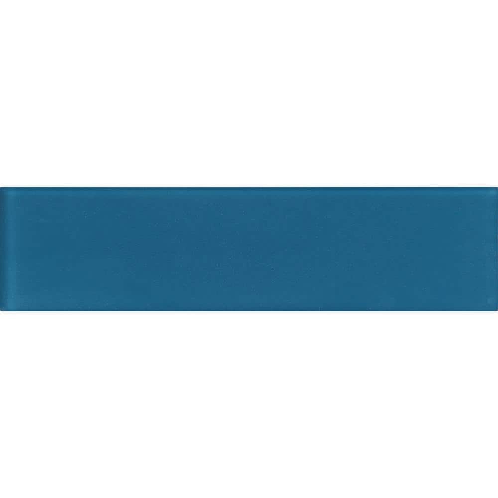 Apollo Tile Ocean Blue 3-in. x 12-in. Matte Finished Glass Mosaic Floor ...