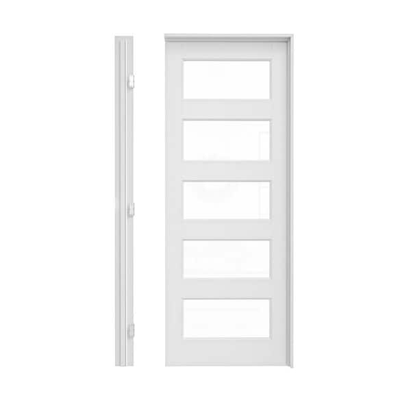 EH PUERTA 32 in. x 80 in. 1-Lite Clear Glass Left Hand White Solid Core ...