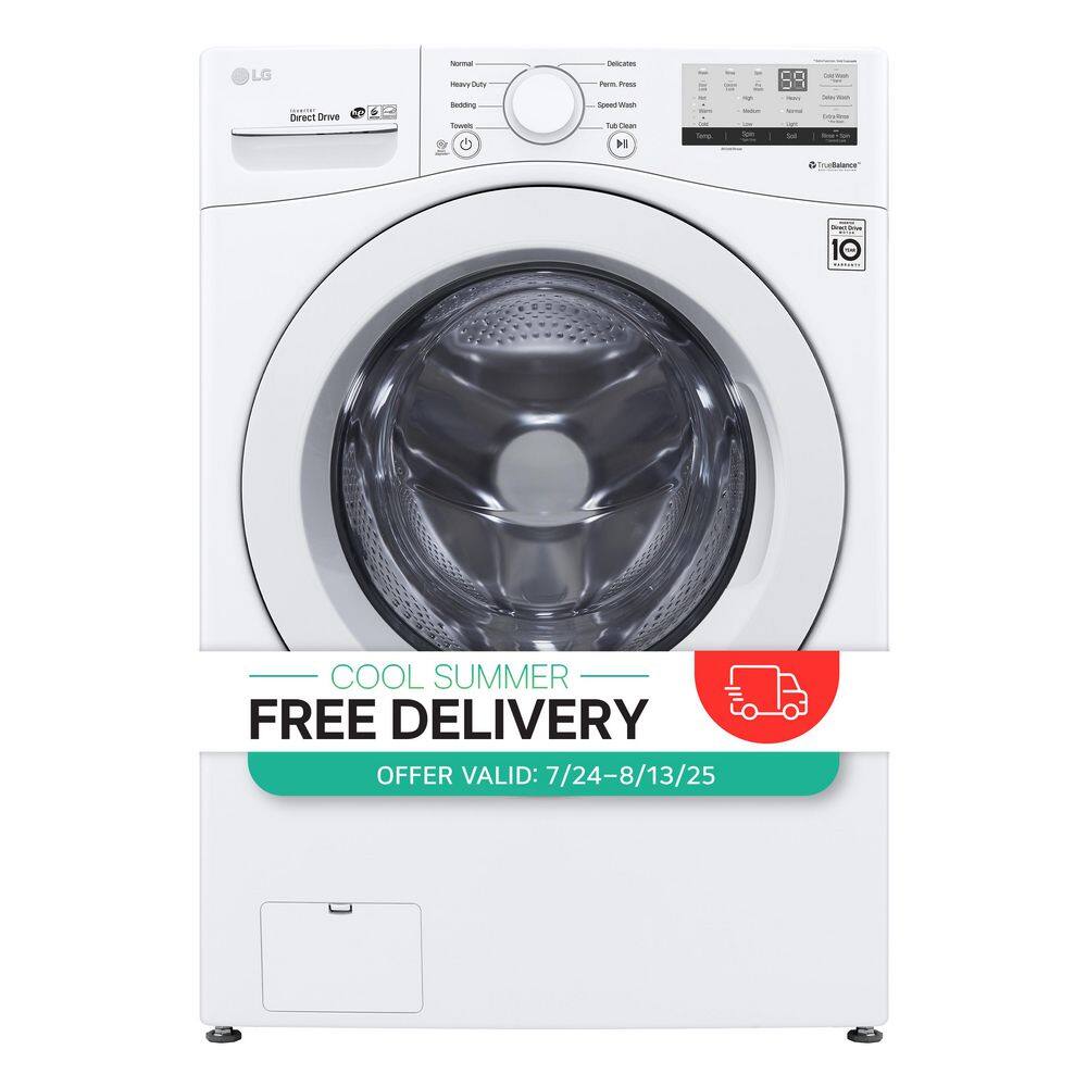 LG 4.5 Cu. Ft. Stackable Front Load Washer in White with Coldwash ...