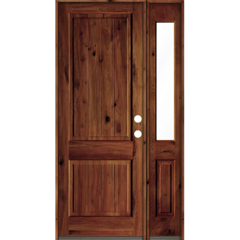 Krosswood Doors 50 in. x 96 in. Knotty Alder Square Top Left-Hand ...