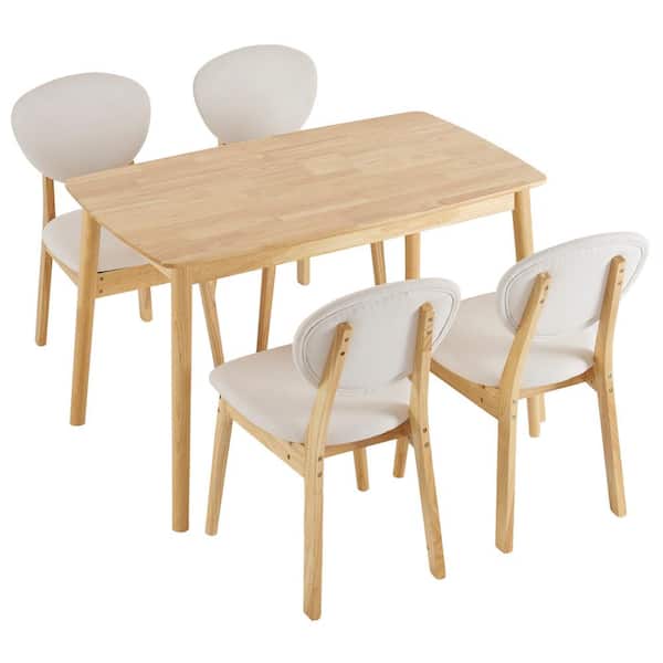 Karl home 5 Pieces, 1 Table 4 Chairs, Rectangular, Raw Wood colour ...