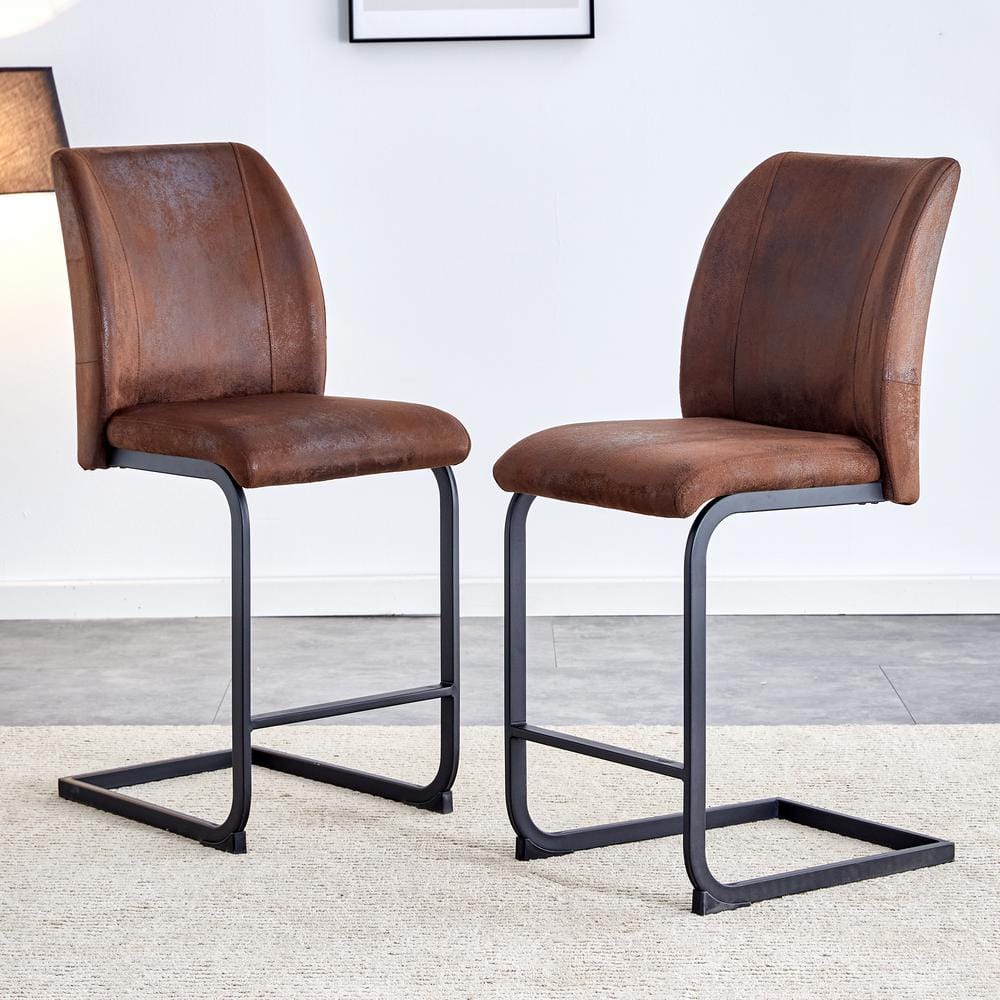 Noble House Veylan Brown Modern Upholstered Suede Dining Chairs with ...