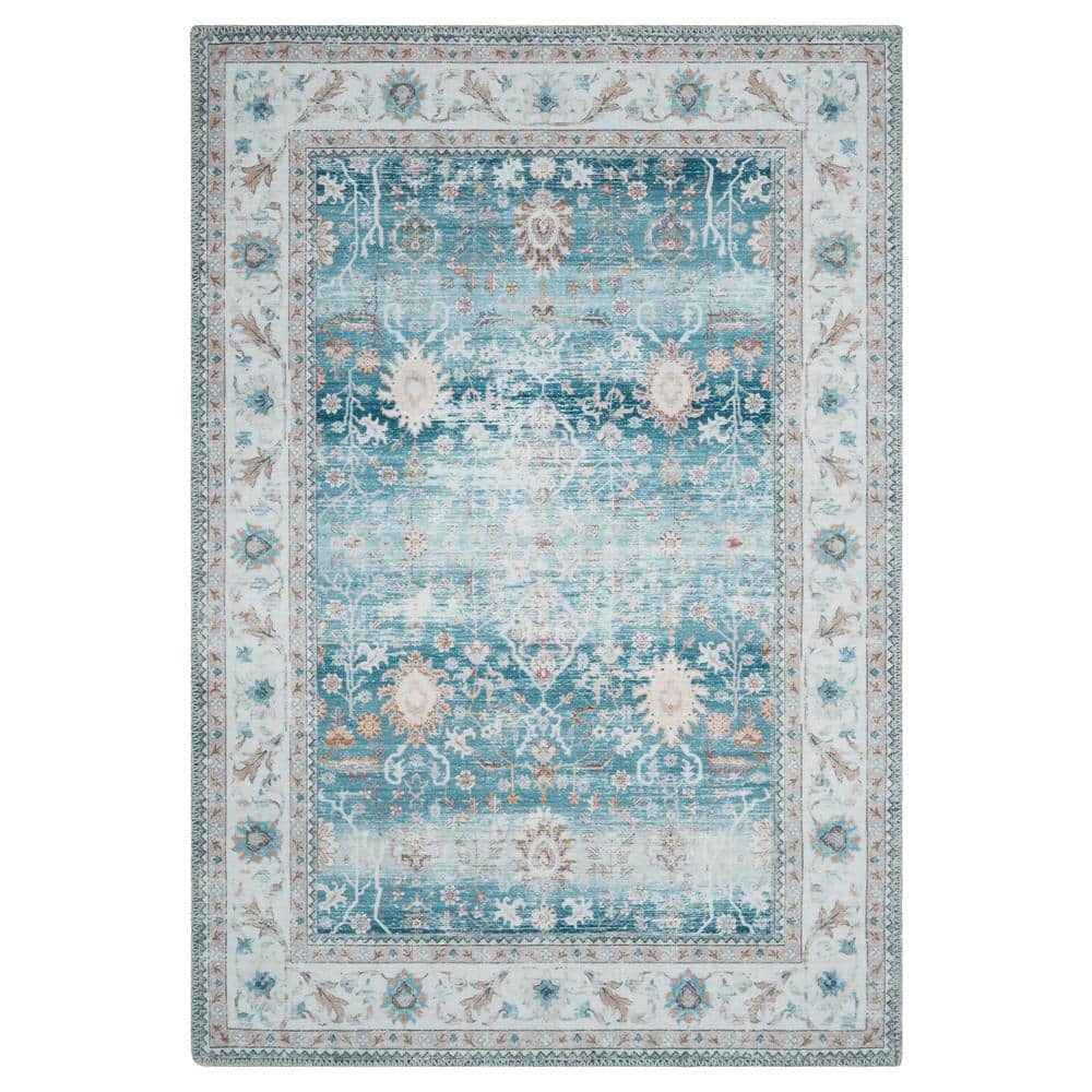 Garvee Teal Blue 2 ft. x 3 ft. Persian Traditional Indoor Area Rug LS ...