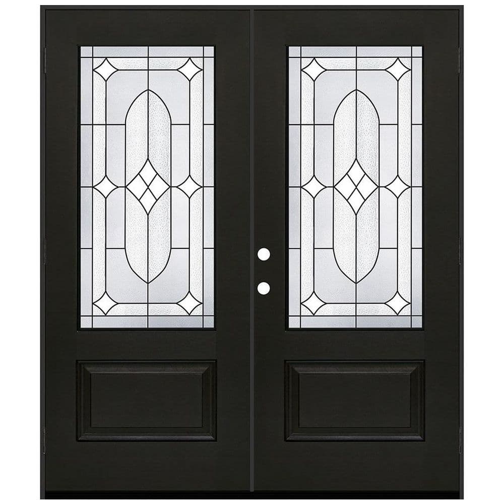 Steves & Sons Regency 64 in. x 80 in. 3/4L Axis Glass LHOS Onyx Stain ...