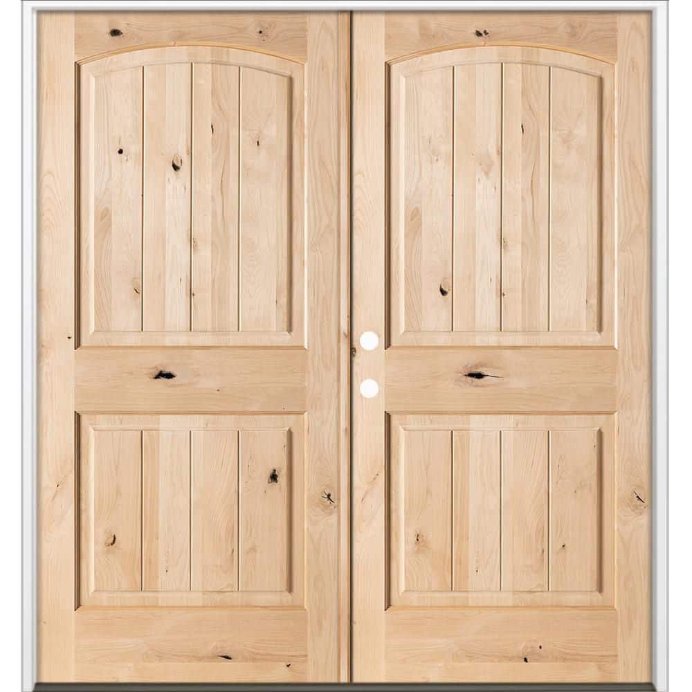 Krosswood Doors 64 in. x 80 in. Rustic Knotty Alder Arch Top VG Right ...