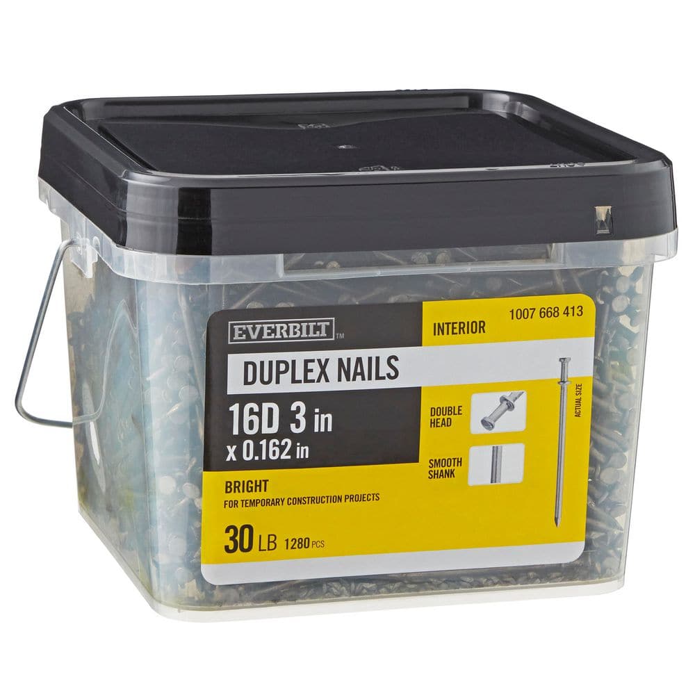 Everbilt 3 in. x 16D Bright Non-Collated Duplex Framing Nails 30 lbs ...