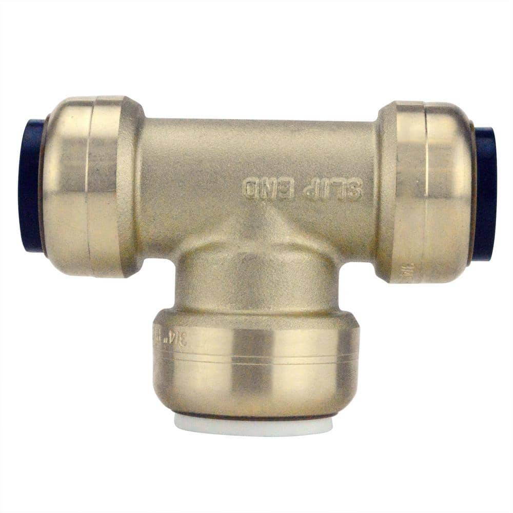 Tectite 3/4 in. CTS x 3/4 in. CTS x 3/4 in. IPS Brass Push-To-Connect Slip Tee FSBT3434IPS34 ...