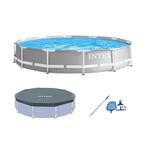 INTEX 12 Foot Prism Frame Above Ground Swimming Pool w/Pump & Pool ...
