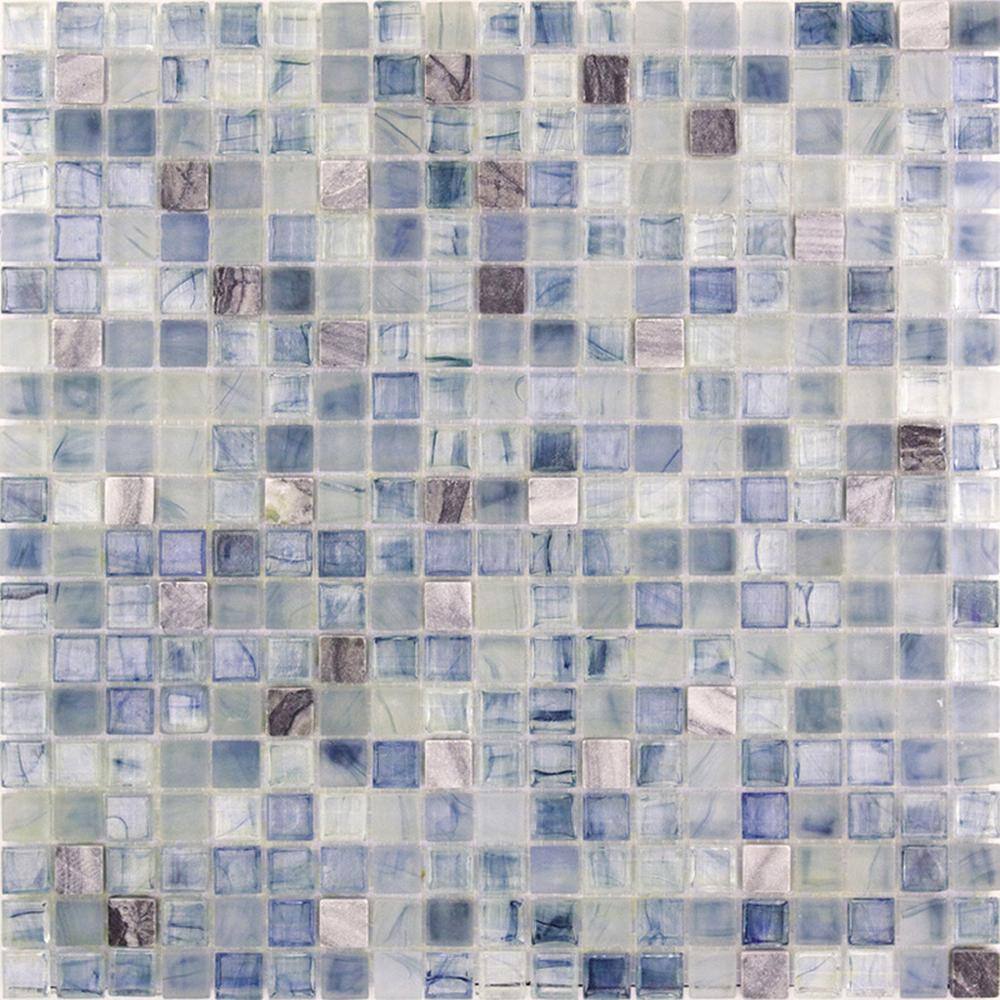 Apollo Tile Mingles 4" x 6" Glossy Stone Blue and Gray Glass Mosaic ...
