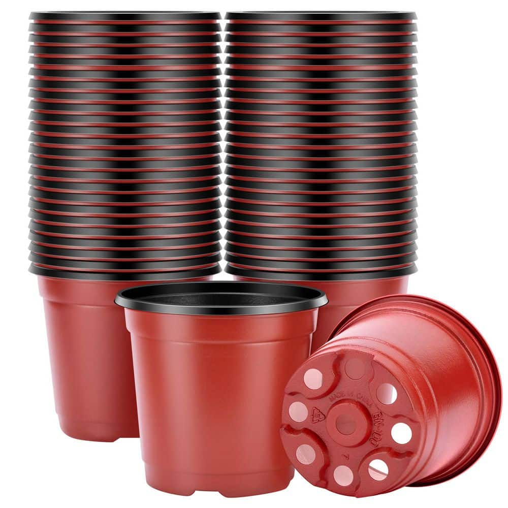 VIVOSUN 100-Piece 3.5 Qt. 4 in. Indoor/Outdoor Plastic Plant Nursery ...