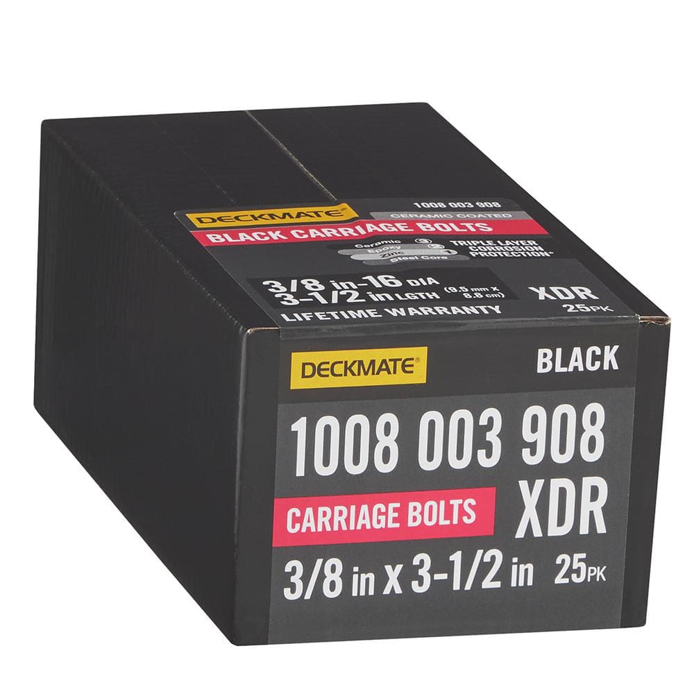 DECKMATE 3/8 in. -16 x 3-1/2 in. Black Deck Exterior Carriage Bolt (25 ...