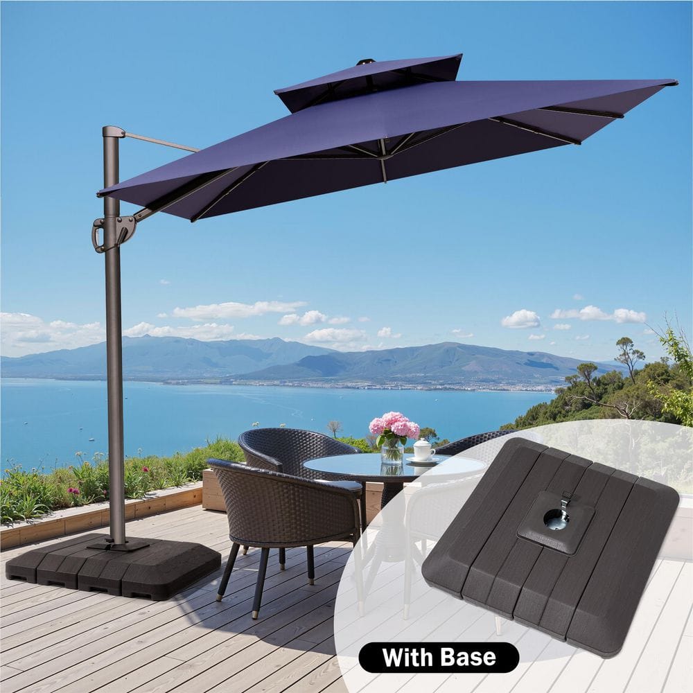 Crestlive Products 12 ft. x 9 ft. Double Top Patio Cantilever Umbrella ...