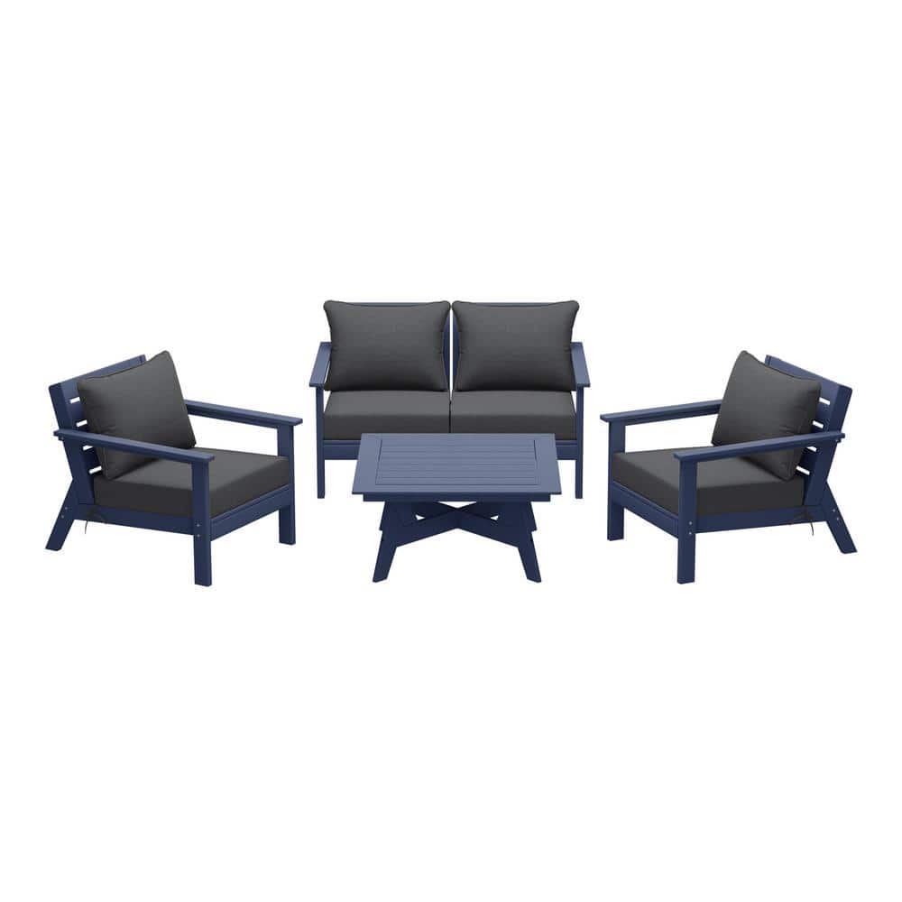 WESTIN OUTDOOR Birchwood Navy Blue Arrangeable 5-Piece Outdoor Patio ...