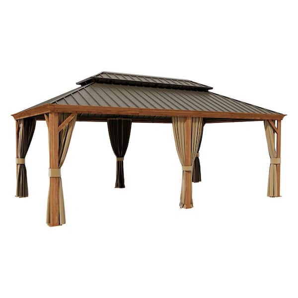 Yardsight 12 ft. x 22 ft. Aluminum Hardtop Outdoor Gazebo w/ Double ...