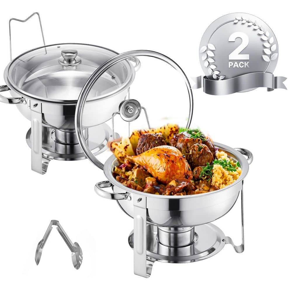 SVOPES 5 qt. Chafing Dish Set, 2 Pack Stainless Steel Round Buffet ...