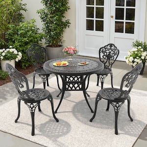 Willit Orchid Black 5-Piece of Cast Aluminum Outdoor Patio Dining Set ...