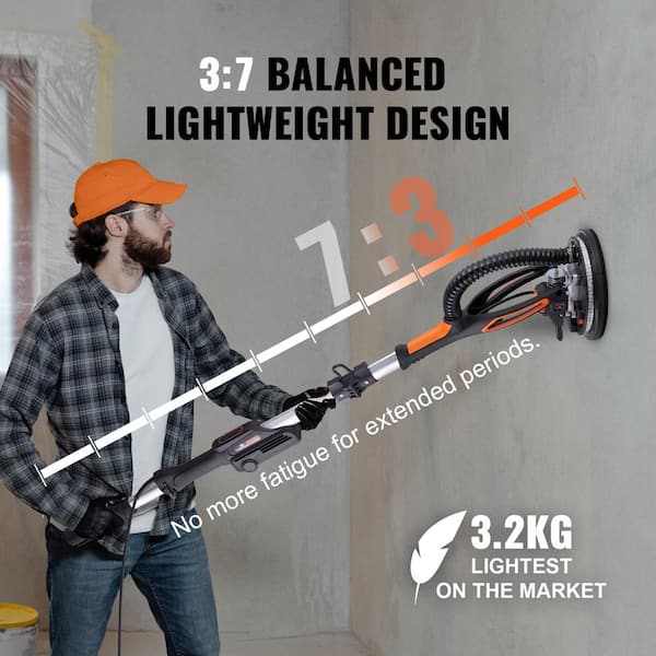 VEVOR Drywall Sander 800 Watt Brushless Motor 1000 2300RPM Variable Speed GSGQSGJYSWLEDMC8GV1 The Home Depot