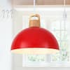 LWYTJO 1-Light Red Modern Pendant Light Fixture with Plug-In Switch for ...