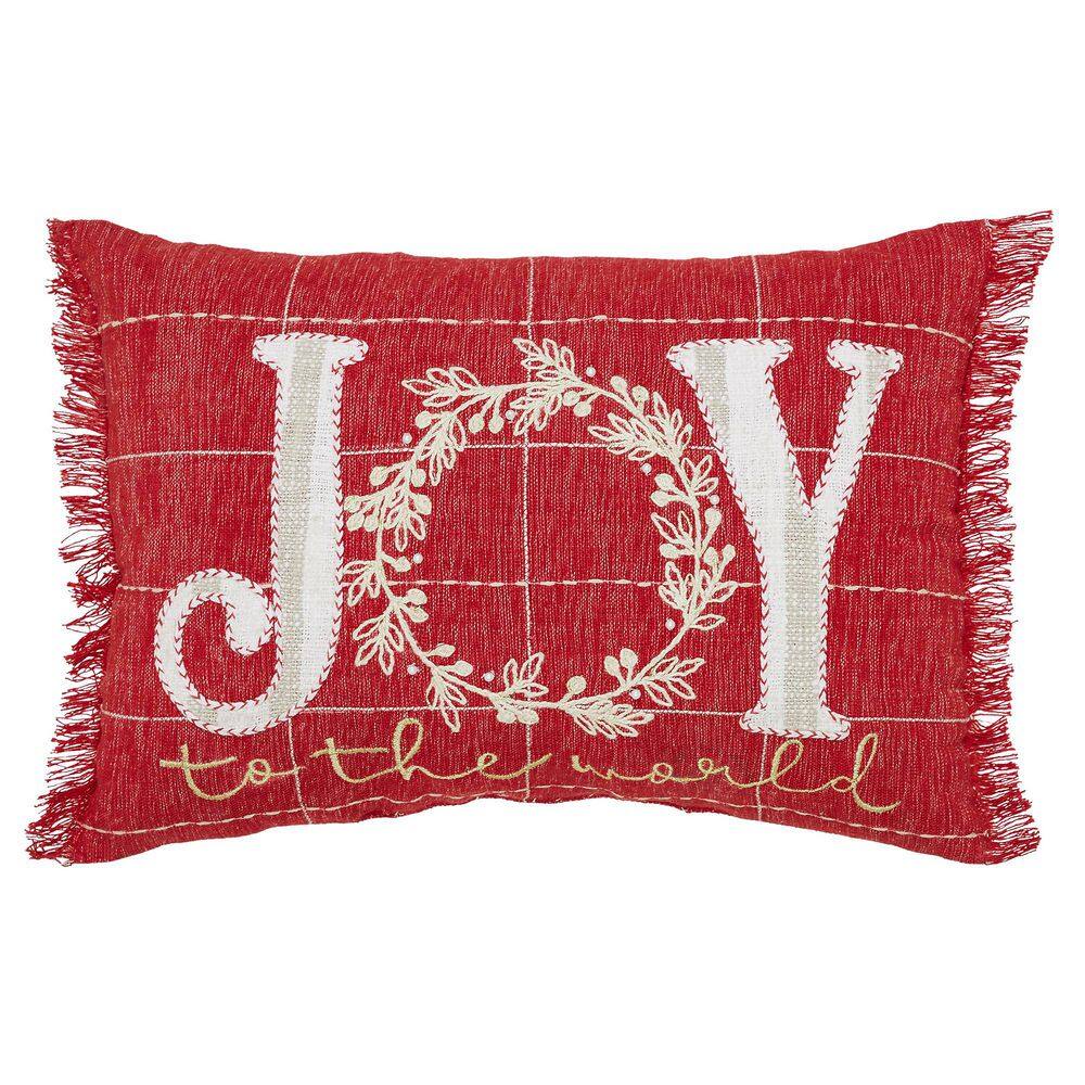 VHC Brands 14x20 Joy to the World Fringed Pillow 89893 - The Home Depot