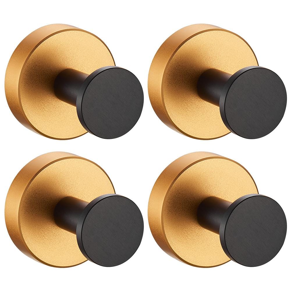 Heemli Round 4-Piece Wall-Mounted Bathroom Robe Hook and Towel Knob ...