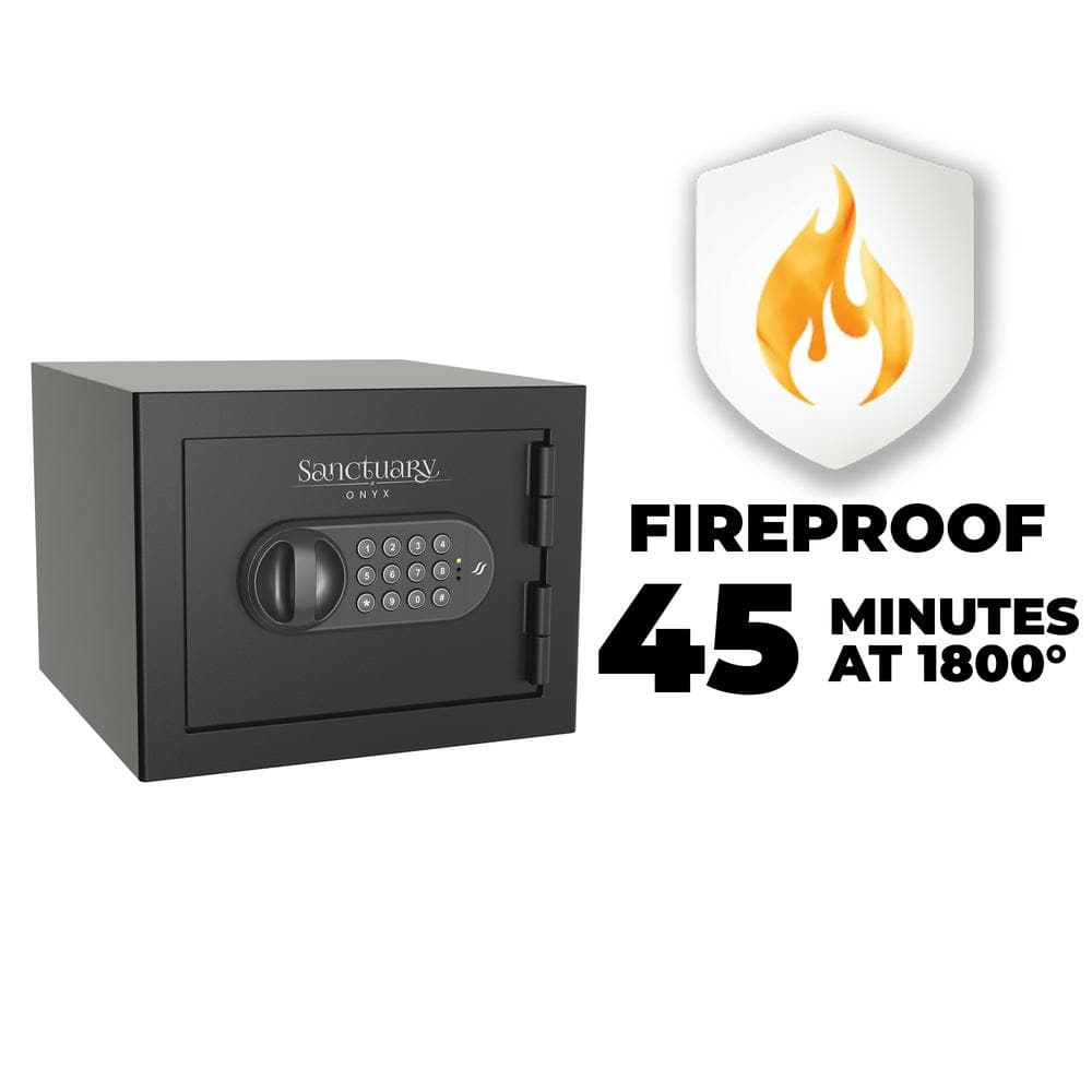 SANCTUARY Onyx 0.5 cu. ft. Fireproof Home and Office Safe with Electronic Lock, Matte Black SA ...