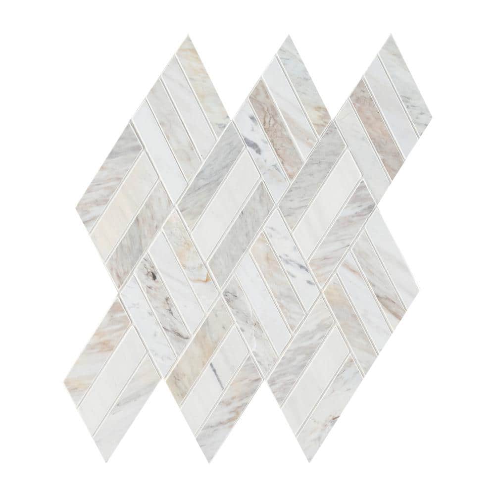 MSI Take Home Tile Sample - Angora Rhombus 4 in. x 4 in. Polished ...