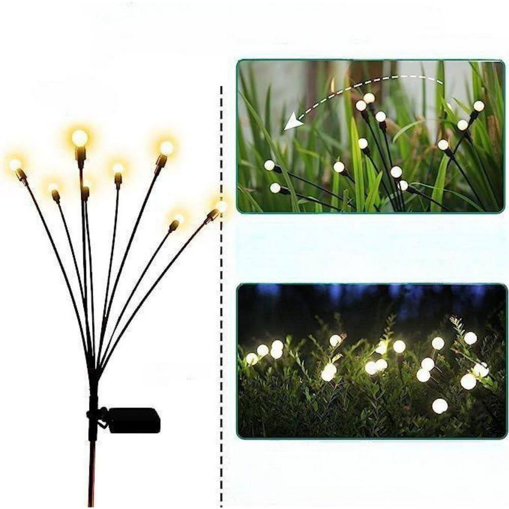 Cubilan Solar Garden Lights, 10LED Starburst Swaying Light, Solar Firefly Lights Outdoor ...