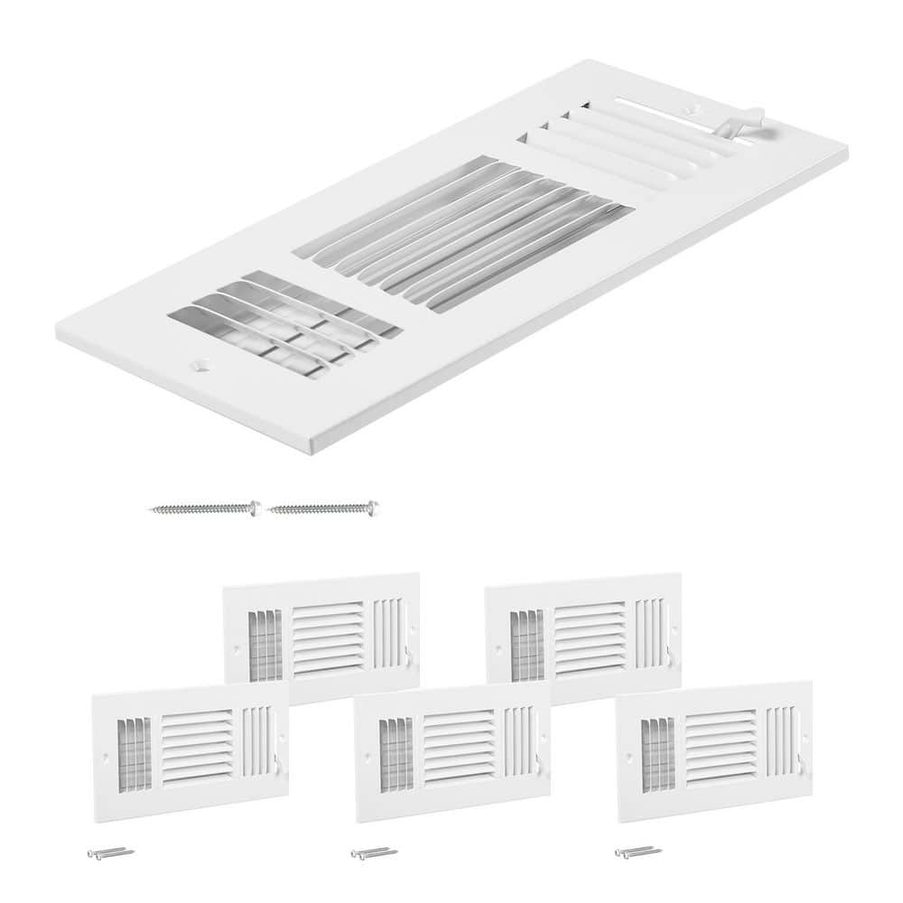 SKYSHALO 4 x 10 in. Floor Registers, HVAC 3-Direction Iron Vent Grilles ...