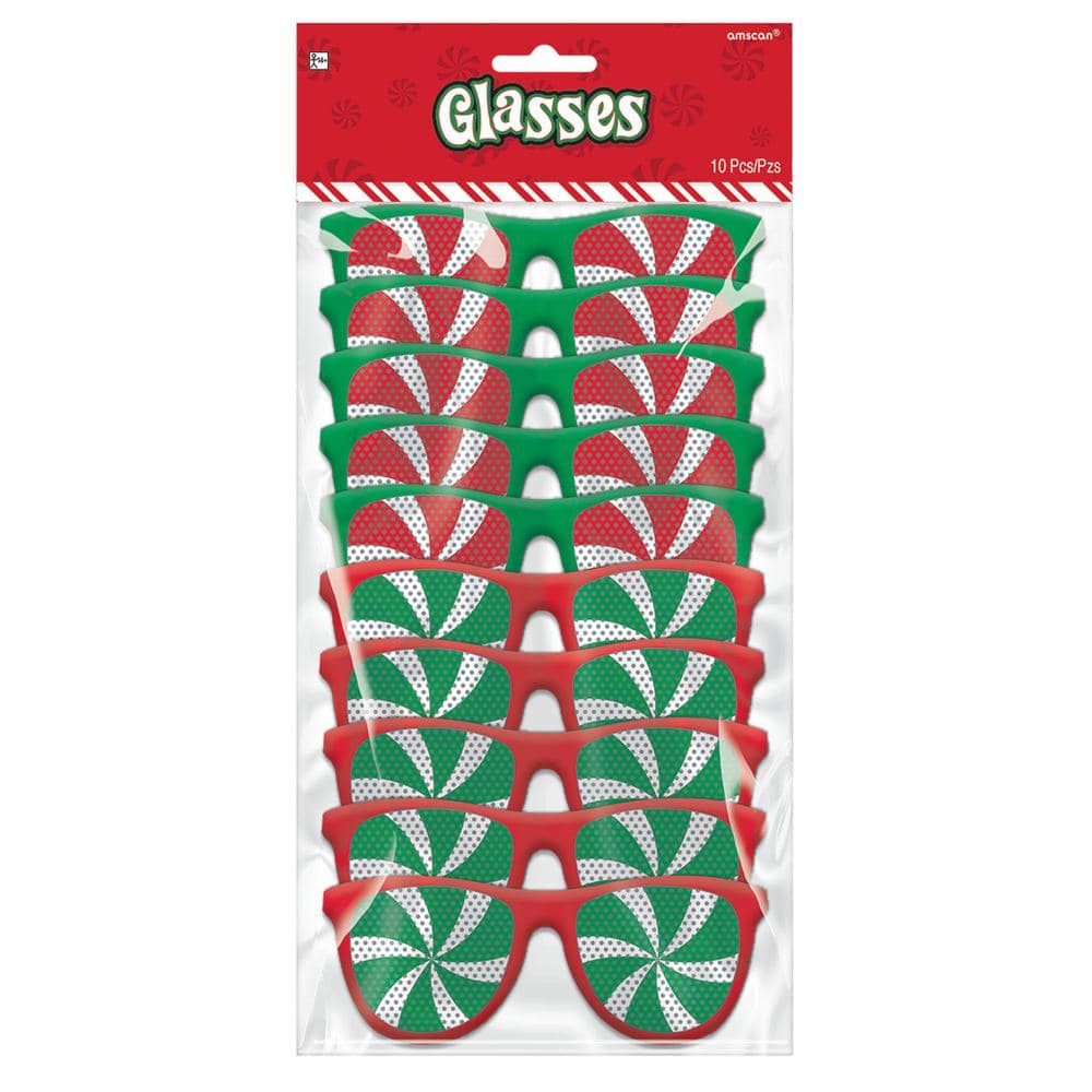 Amscan 2 in. x 5.5 in. Christmas Green and Red Plastic Glasses (10 ...