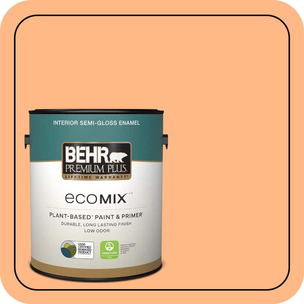 BEHR PREMIUM PLUS 1 gal. #250B-4 Coral Gold Semi-Gloss Enamel EcoMix ...