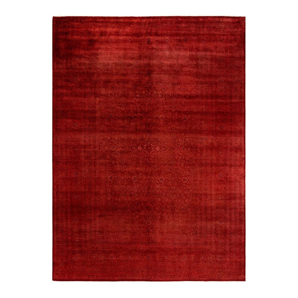 Chloe & Olivia Home Overdyed Red 9 ft. x 12 ft. Solid Wool Indoor Area ...