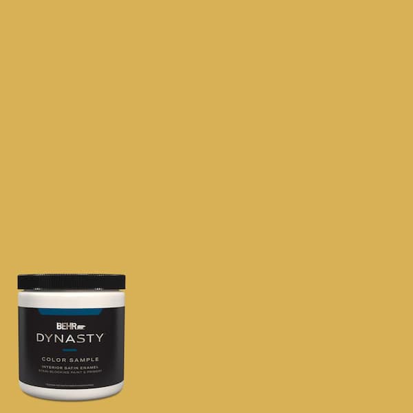BEHR DYNASTY 8 oz. #370D-6 Golden Cricket Satin Enamel Stain-Blocking ...