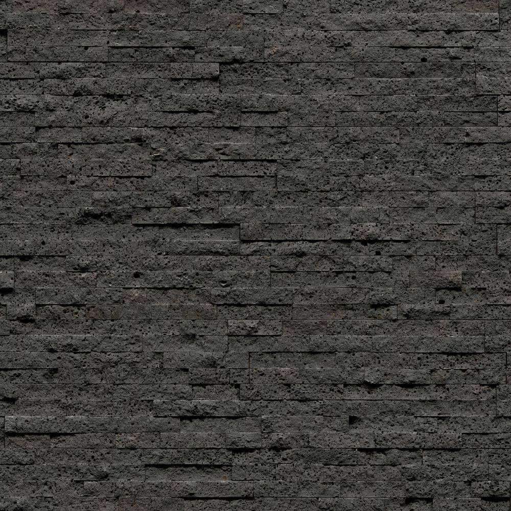 MSI Puka Lava Stone Black Splitface Ledger Panel 6 in. x 24 in. Basalt ...