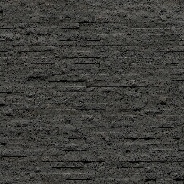 MSI Puka Lava Stone Black Splitface Ledger Panel 6 in. x 24 in. Basalt Wall Tile (1 sq. ft./Each ...