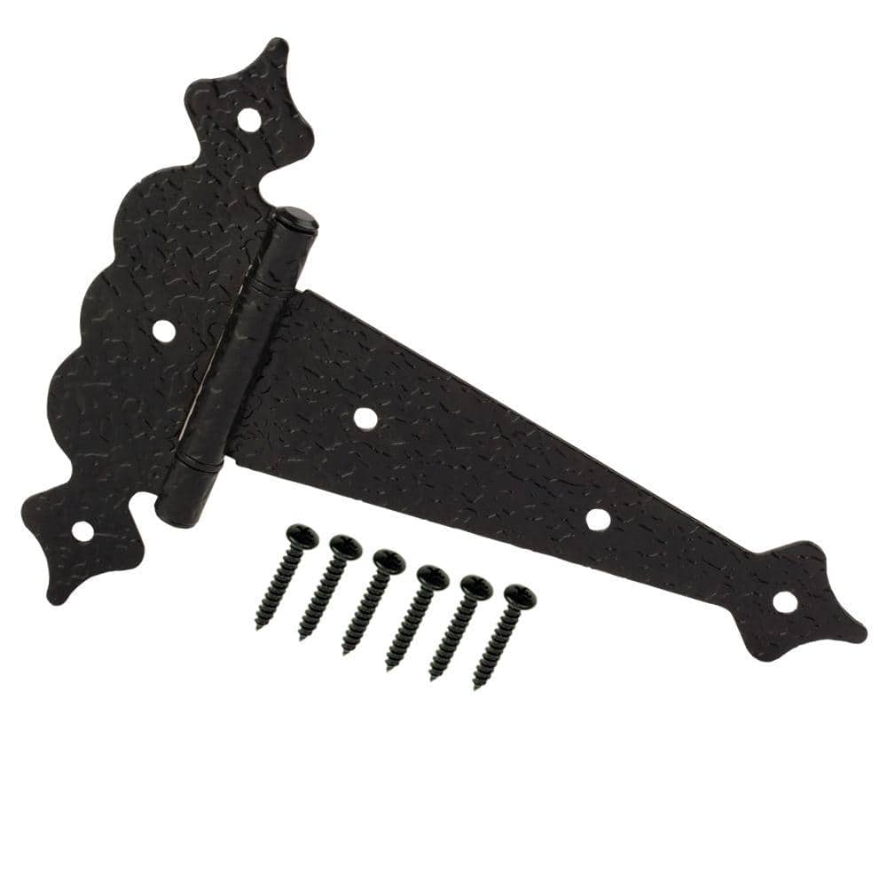 Everbilt 6 in. Standard Black Decorative Hammered Tee Hinge 24350 - The ...