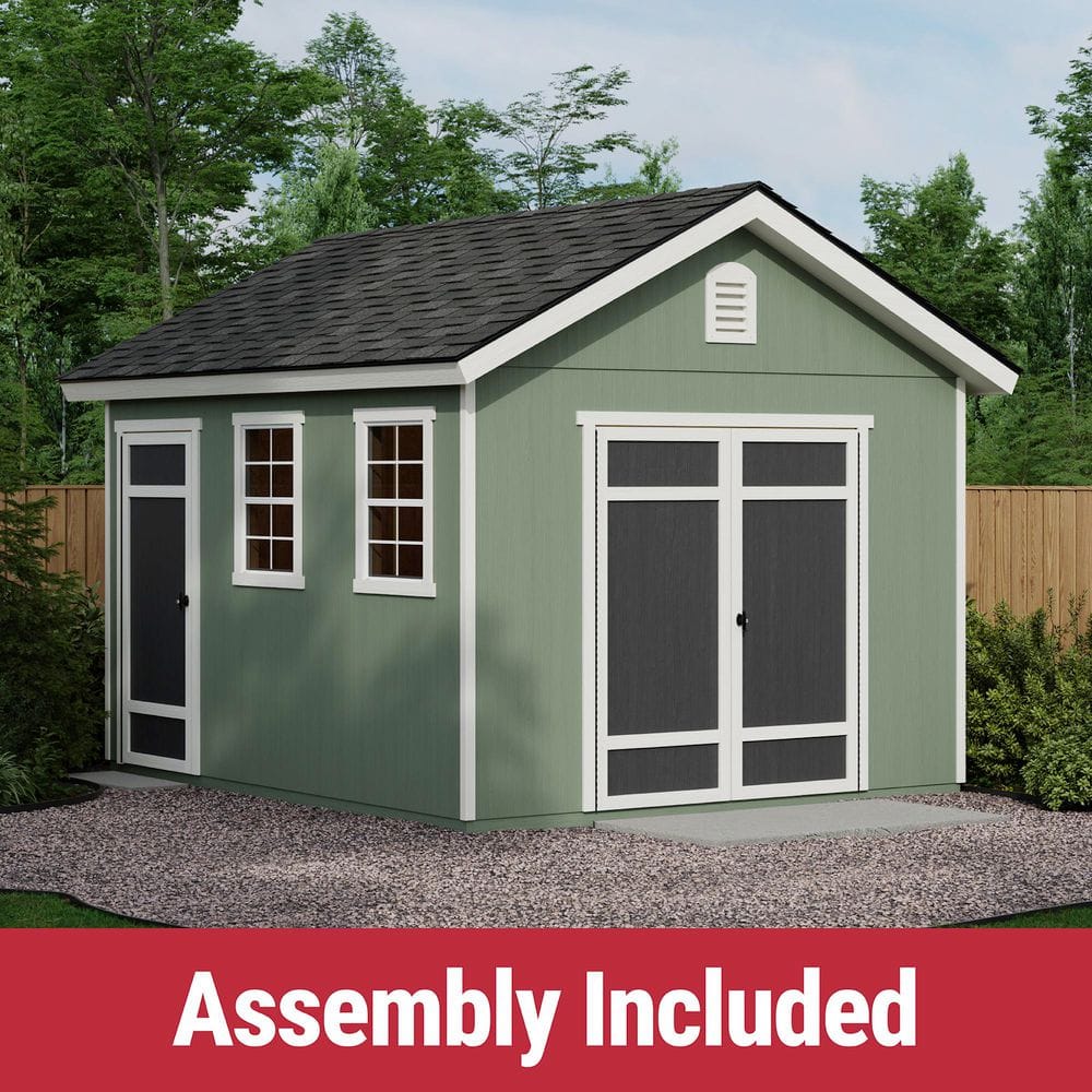 Handy Home Products Pro Assembled Fairfax 10 ft. x 12 ft. Wood Garden ...