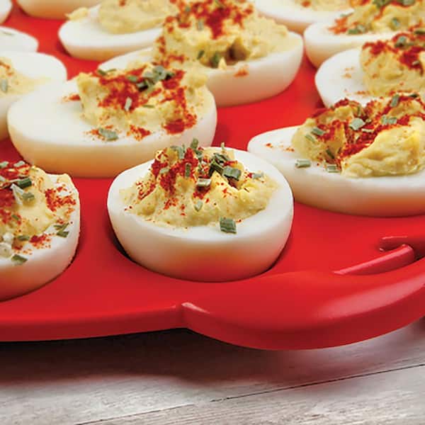 PUNDIT BeDeviled Red Deviled Egg Tray, Plastic 14x10x1 20 - The Home Depot