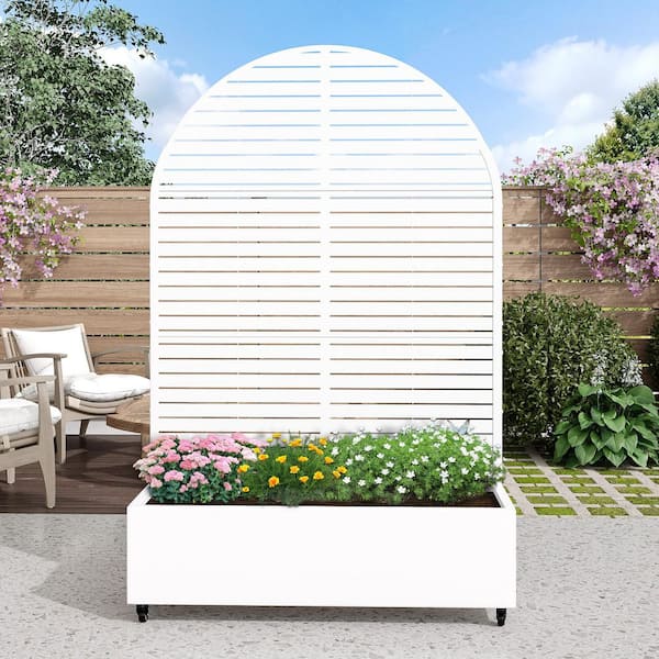 PexFix 72 in. H x 47 in. W Arch White Outdoor Metal Privacy Screen ...
