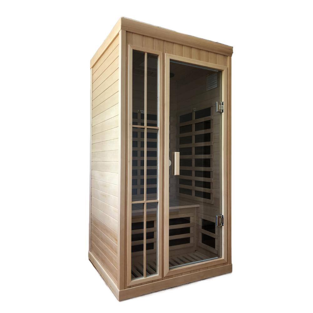 FAMYYT 1-Person Hemlock Infrared Sauna with LED Color Lights XJ-632S009 ...