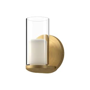 KUZCO Cedar 11 in. 1 Light 15-Watt Brushed Gold/Clear Integrated LED Wall Sconce WS52511-BG/CL ...