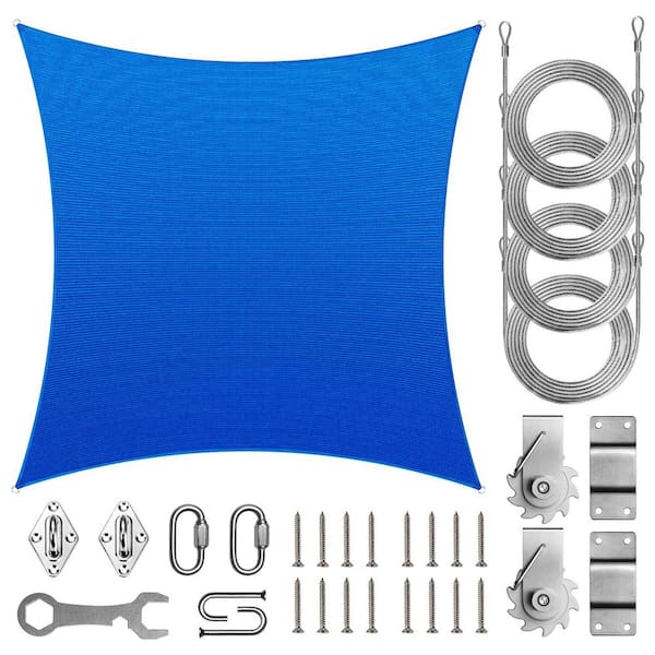 AMGO 12 ft. x 12 ft. Square Sun Shade Sail with Hardware Tawal-Blue AWR ...