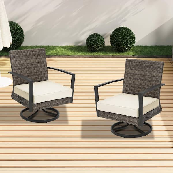 Outdoor wicker swivel dining chairs store