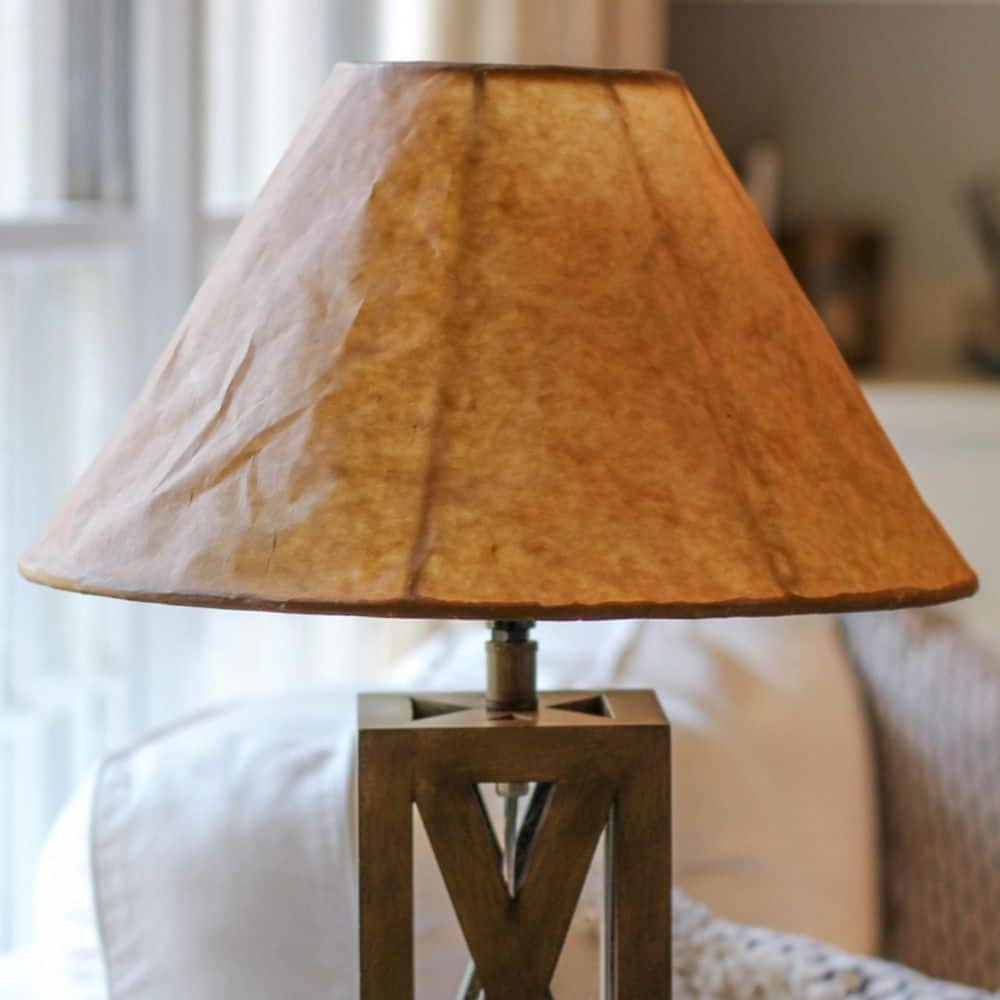 Taoi Fxio 6.25 in. Brown Crinkle Oil Paper Empire Softback Round Lamp ...