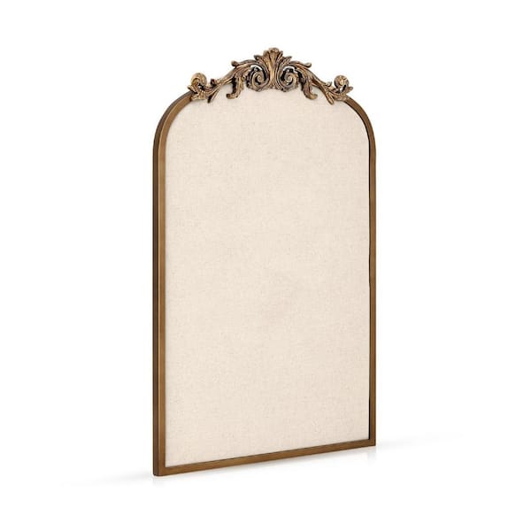 Vintage 31 in. x 19 in. Gold Fabric Framed Memo Board HDDNZ7GPV7 - The ...