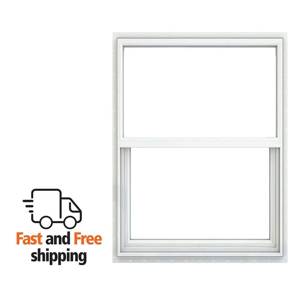 JELD-WEN V-2500 35 in. x 24 in. White Vinyl Nailfin Single Hung Tilt ...
